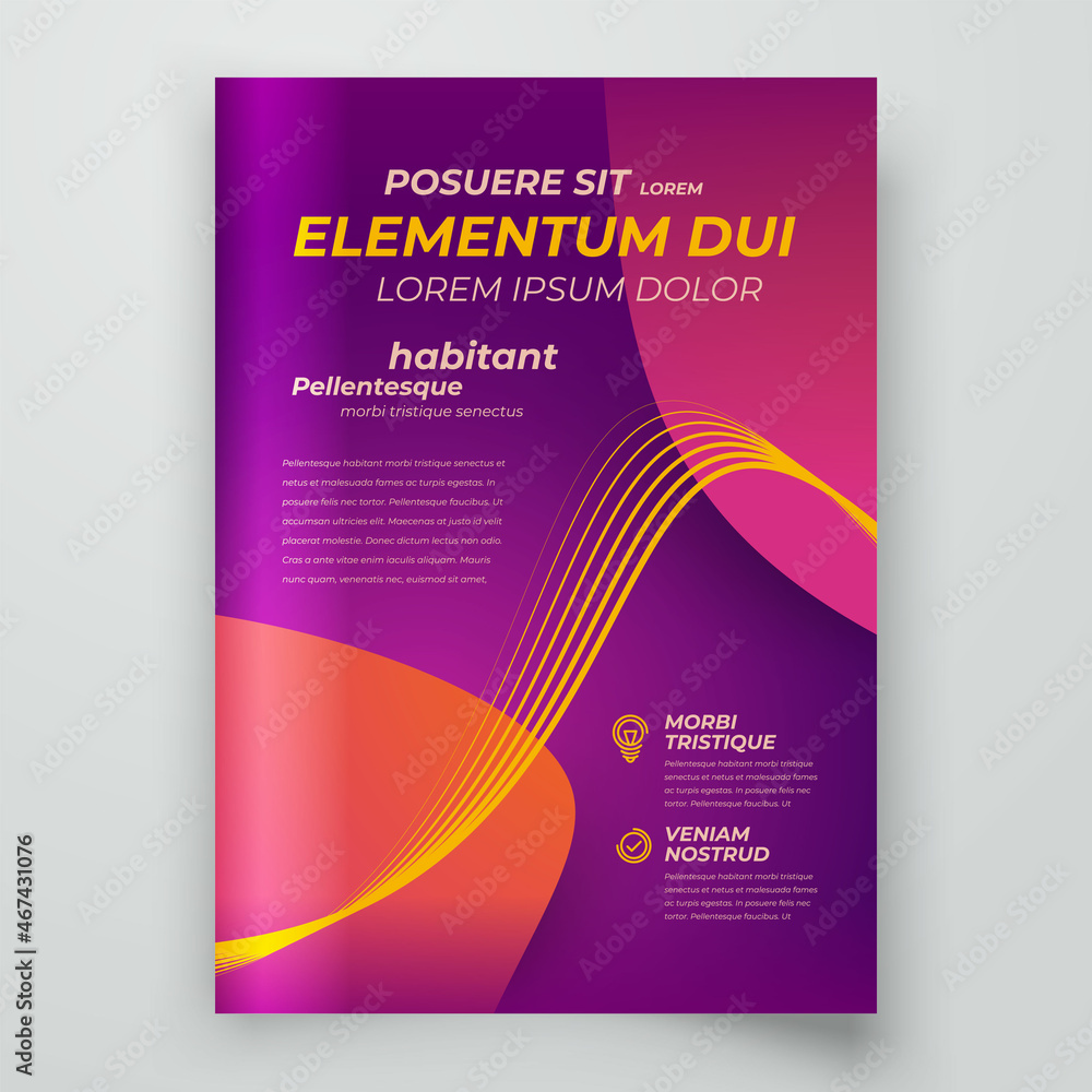 Flyer Cover design template liquid and lines theme violet color ...