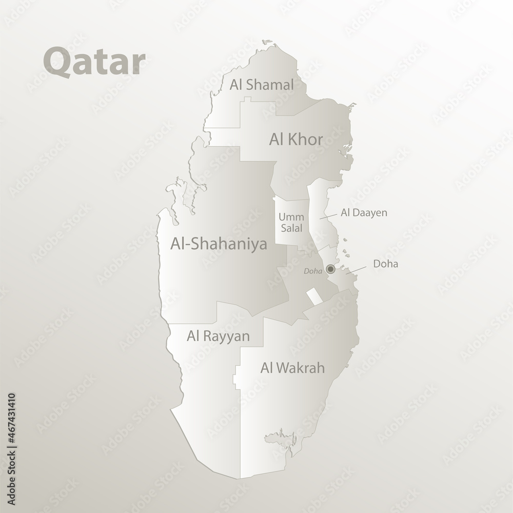 Qatar map, administrative division, separates regions and names ...