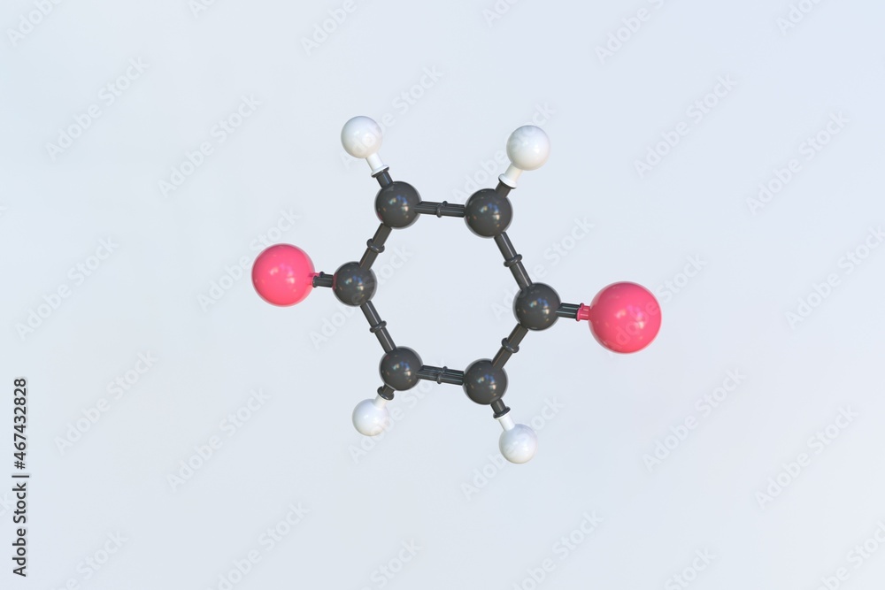 Molecule of quinone, isolated molecular model. 3D rendering Stock ...