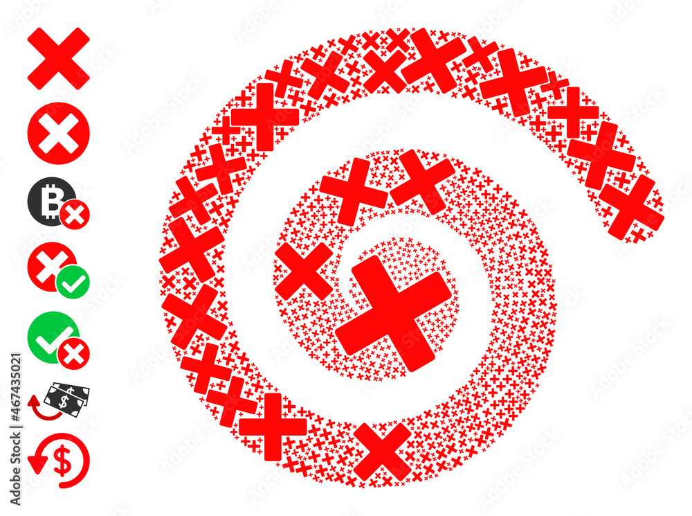 Reject cross icon spiral twirl composition. Reject cross icons are ...