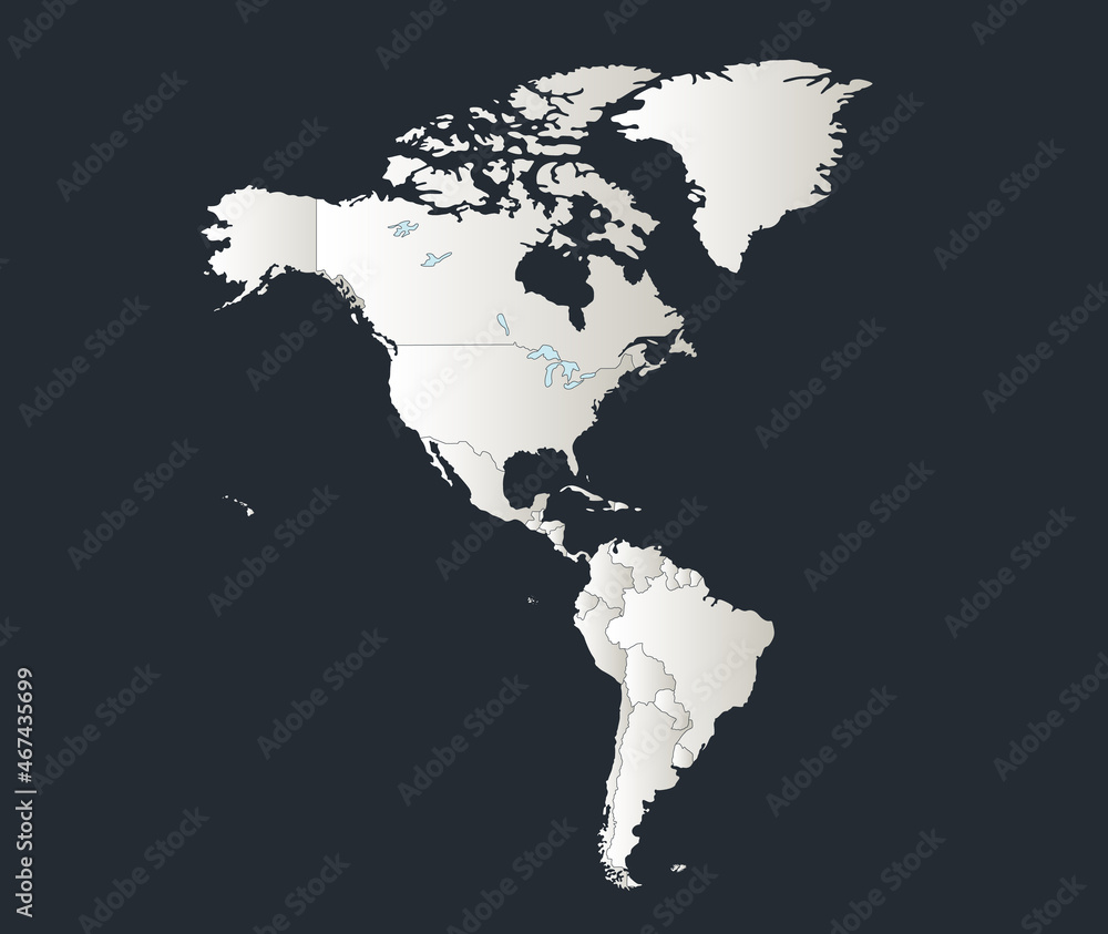 America map, Infographics flat design colors snow white, individual ...