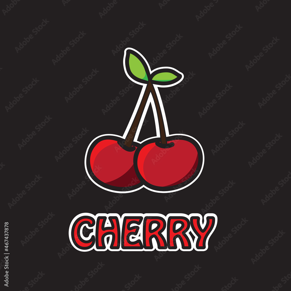 Cherry icon isolated on black background. Trendy cherry icon in flat ...