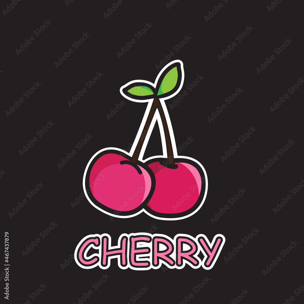 Cherry icon isolated on black background. Trendy cherry icon in flat ...
