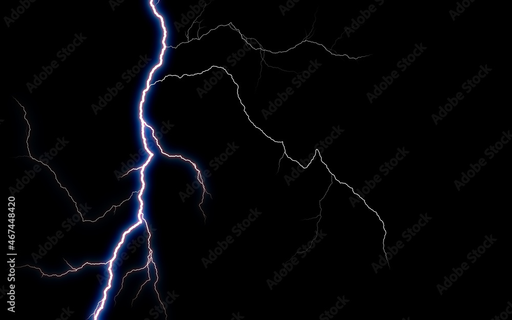 Bright lightning bolt isolated on black background. Stock Photo | Adobe ...