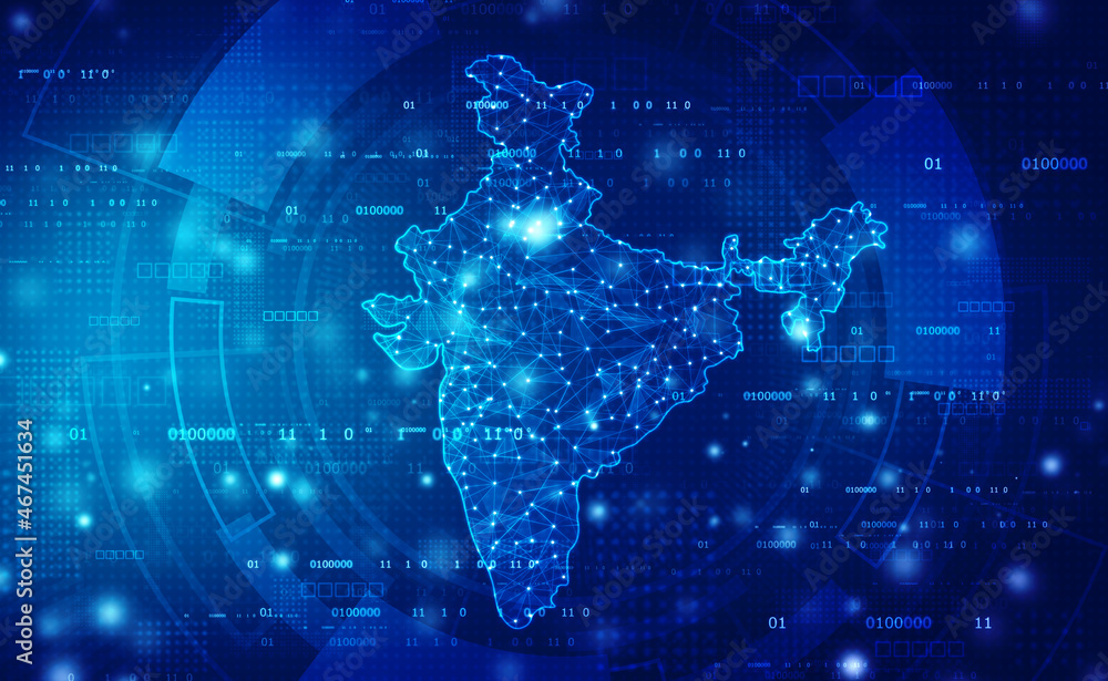Digital India technology, India Map on technology abstract background ...