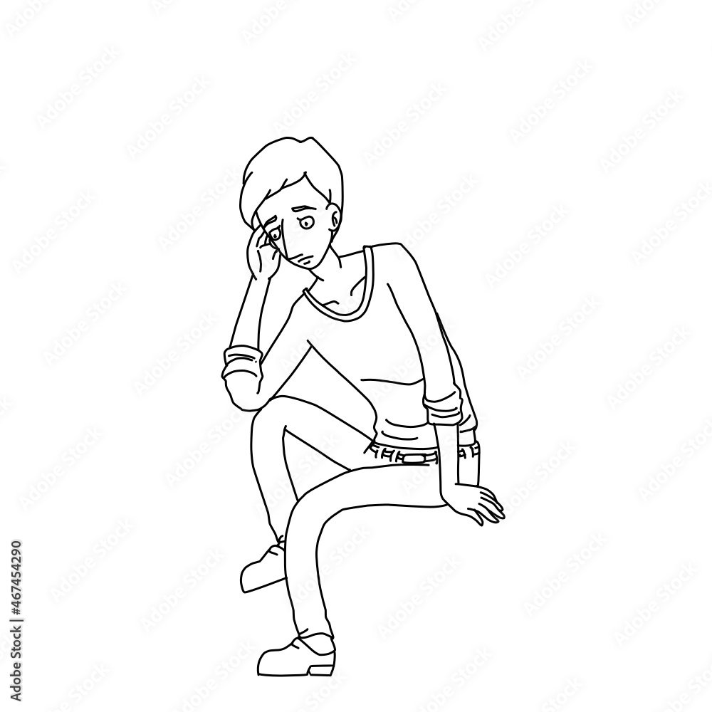 Hugo Man Sitting Sad Worried Emotions Whiteboard Animation SVG Image ...