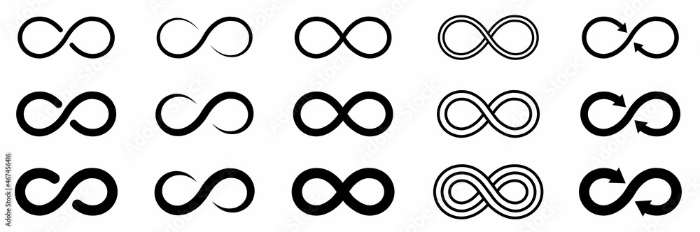 Infinity design logo icon set. Infinity symbols collection. Eternal ...