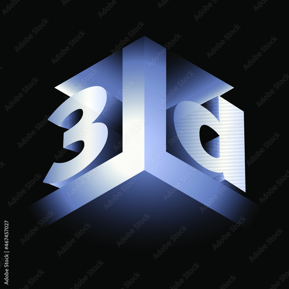 abstract volumetric image of a 3d symbol for the design of logos ...