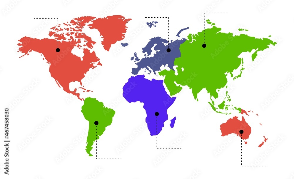Vector illustration. Info graphics. The world map is divided into six ...