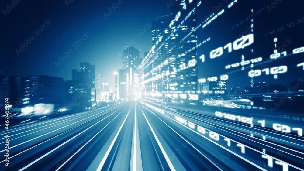 Digital data flow on road in concept of cyber global communication and ...
