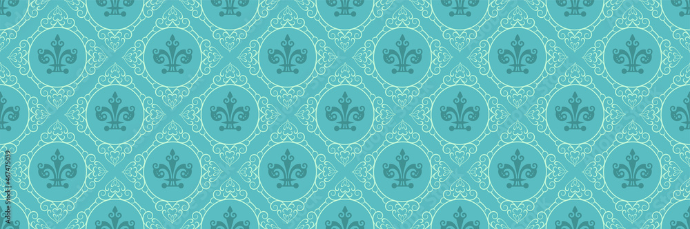 Beautiful background image with floral ornaments on a blue green ...