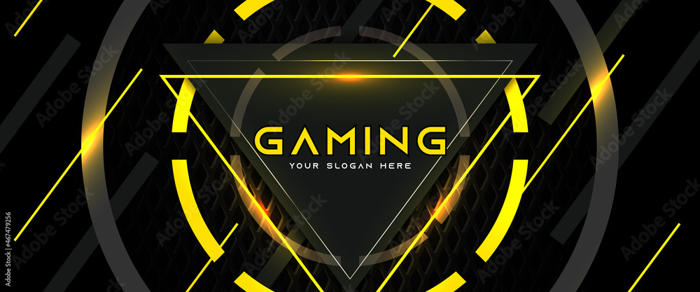 Futuristic light yellow gaming banner design with metal technology ...