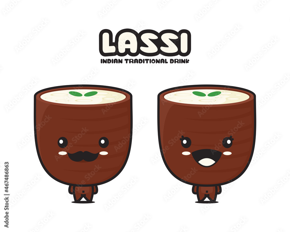 funny lassi cartoon mascot, indian traditional drink vector ...