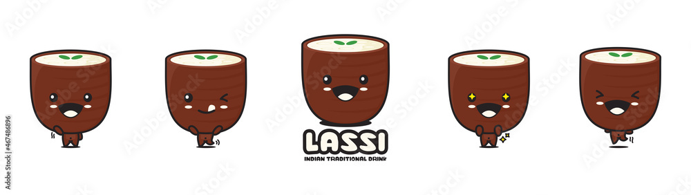 funny lassi cartoon mascot, indian traditional drink vector ...