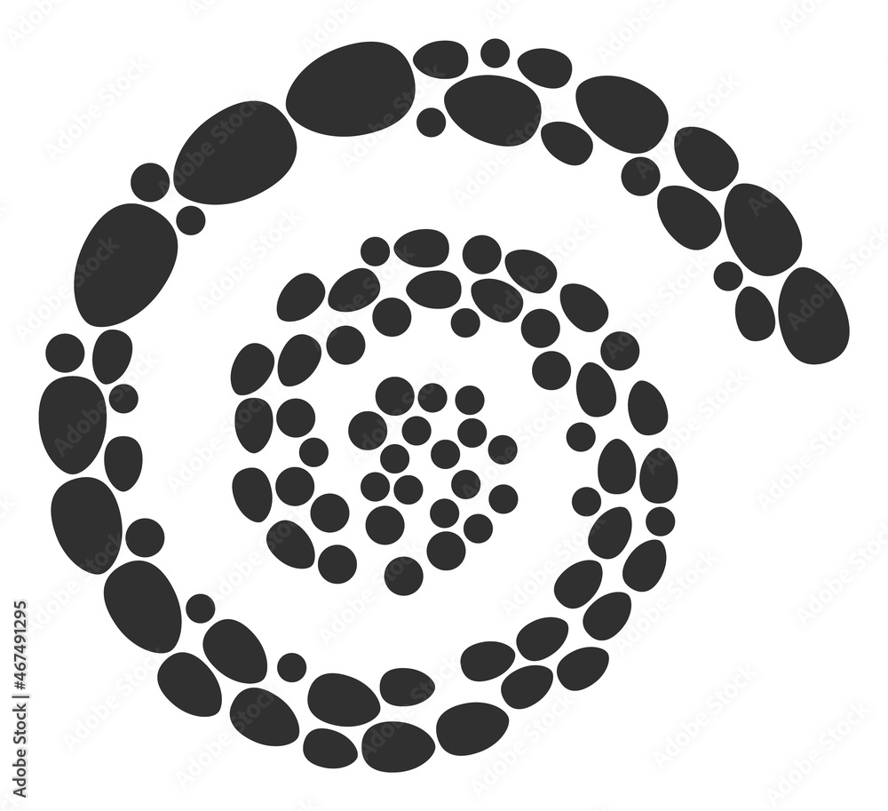 Egg icon spiral rotation mosaic. Egg icons are formed into spiral ...