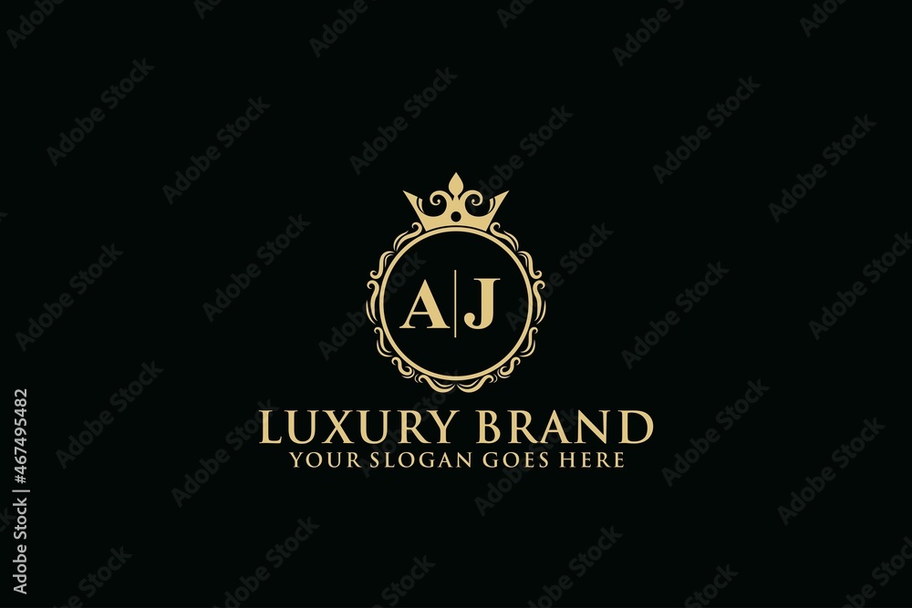 letter Initial AJ elegant luxury monogram logo or badge template with ...