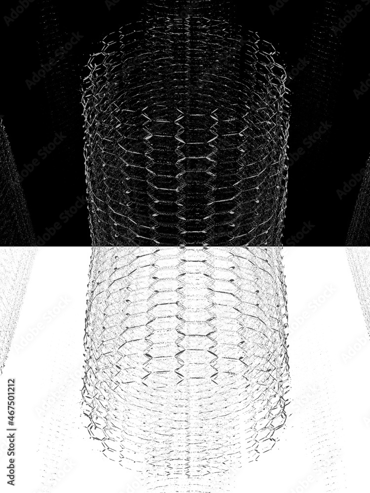 3D illustration view of cylindrical shaped structure with wall made of ...
