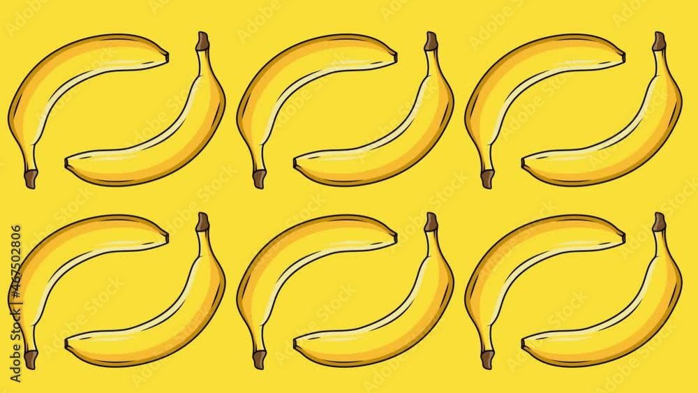 Twelve bananas moving animation. Abstract colorful animation - fruit ...