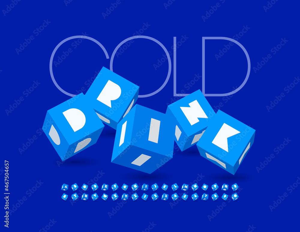 Vector sign Cold Drink for Menu, Bar, Cafe. Creative 3D Font. Cubic ...