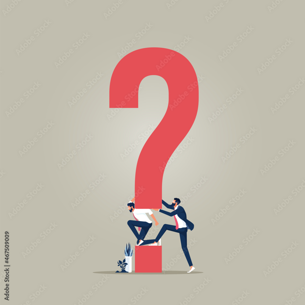 Hard question or critical business problem concept, business team ...