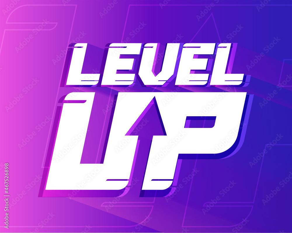 Purple gradient level up logotype. Typography logo design. Creative ...