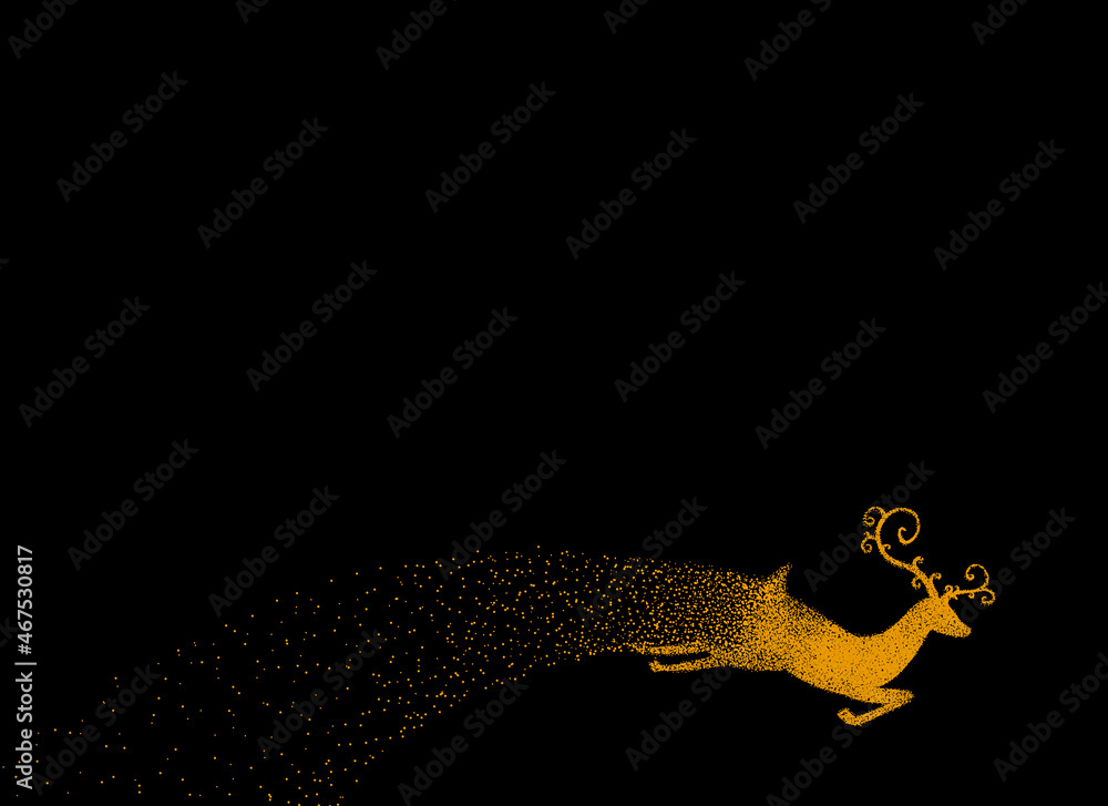 Gold glitter particles flying reindeer isolated on png or transparent ...