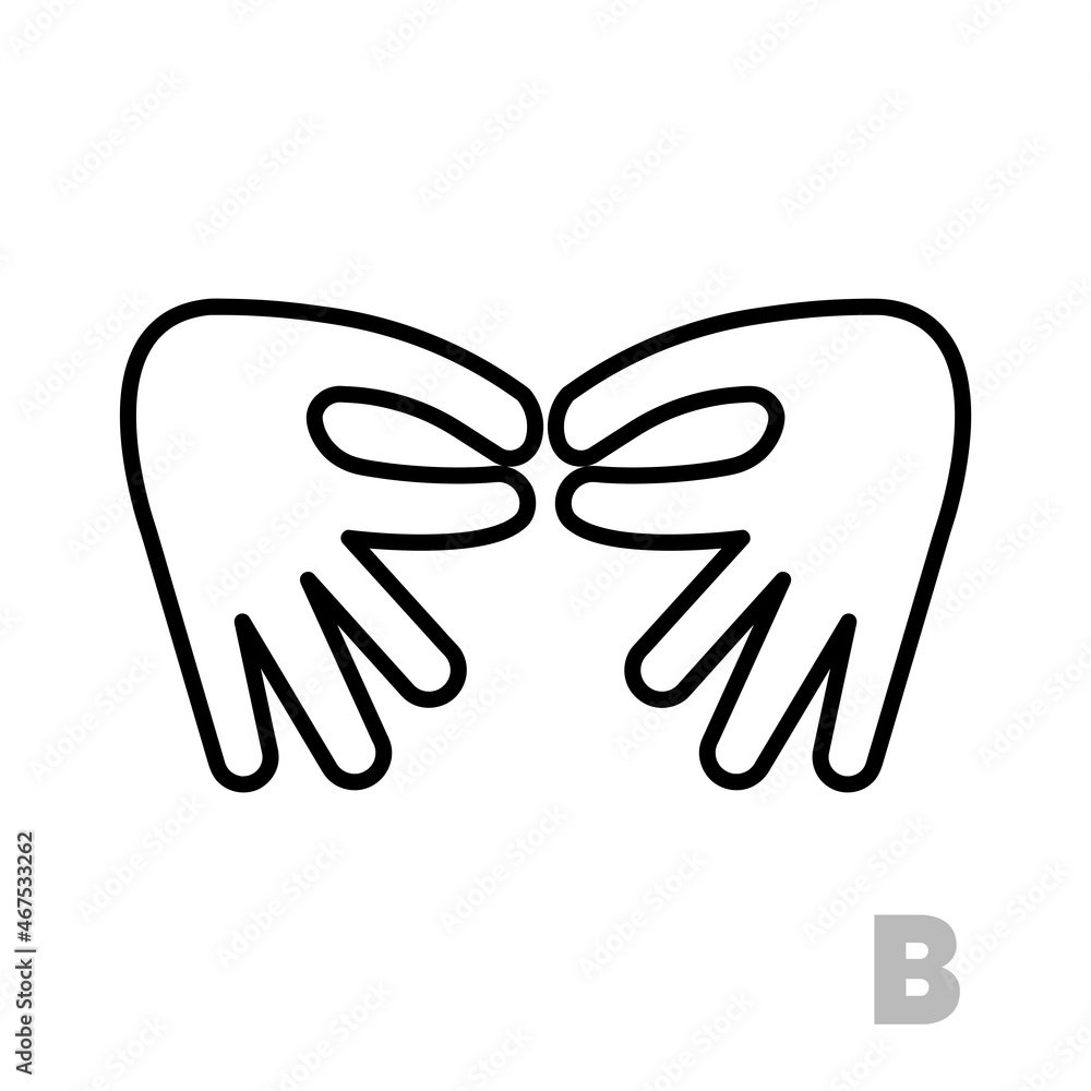 Letter B Universal and handicapped hand alphabet letter. Simple clear ...