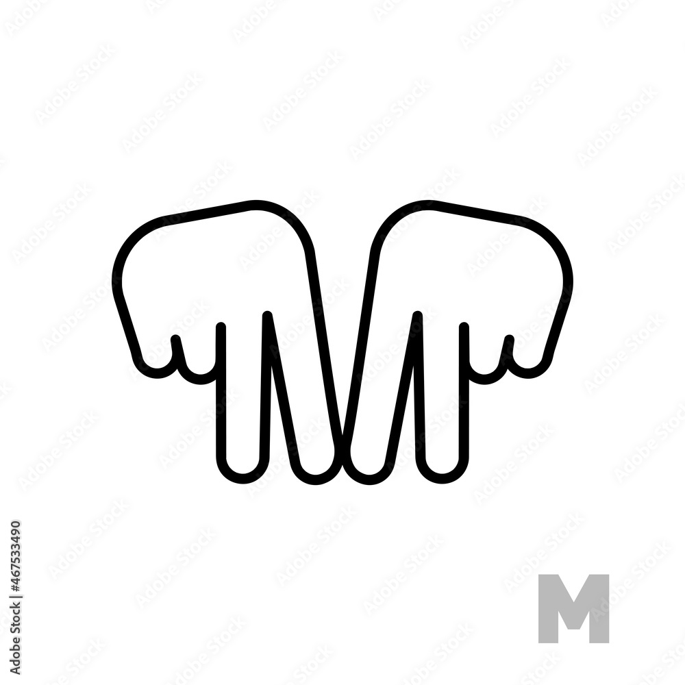 Letter M Universal and handicapped hand alphabet letter. Simple clear ...