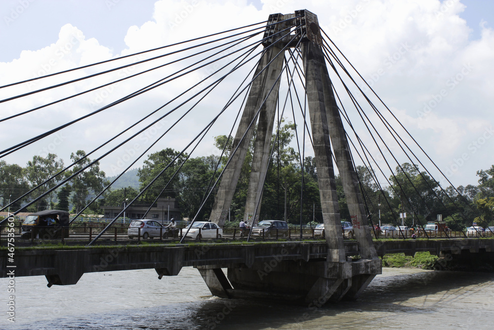 Bridge leading to Swami Vivekanand Park. Haridwar, India Stock Photo ...