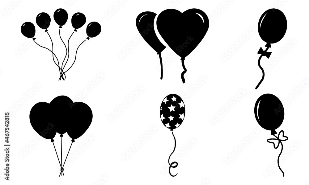 Balloon Silhouettes SVG Party Balloon SVG Stock Vector | Adobe Stock