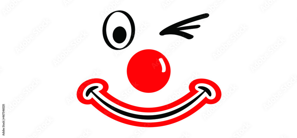Funny cartoon happy smilling clown faces with wink. Carnivals face with ...