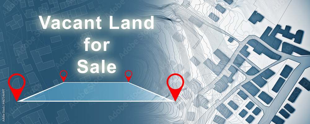 Land management concept with an imaginary cadastral map of territory ...