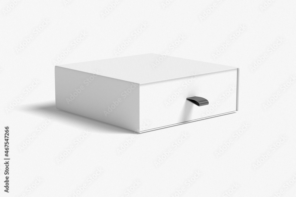 Sliding drawer box mockup. Package cardboard with black ribbon. Stock ...