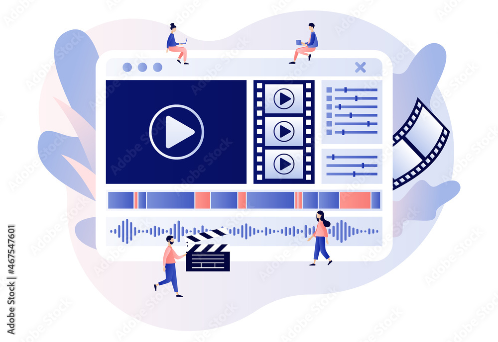 Video editor. Video maker online course. Tiny people footage editing ...