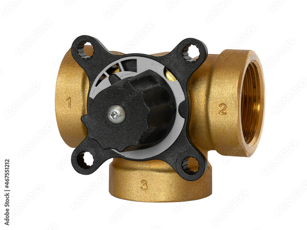 Foto Stock Three-way valve for piping systems and with flow control ...