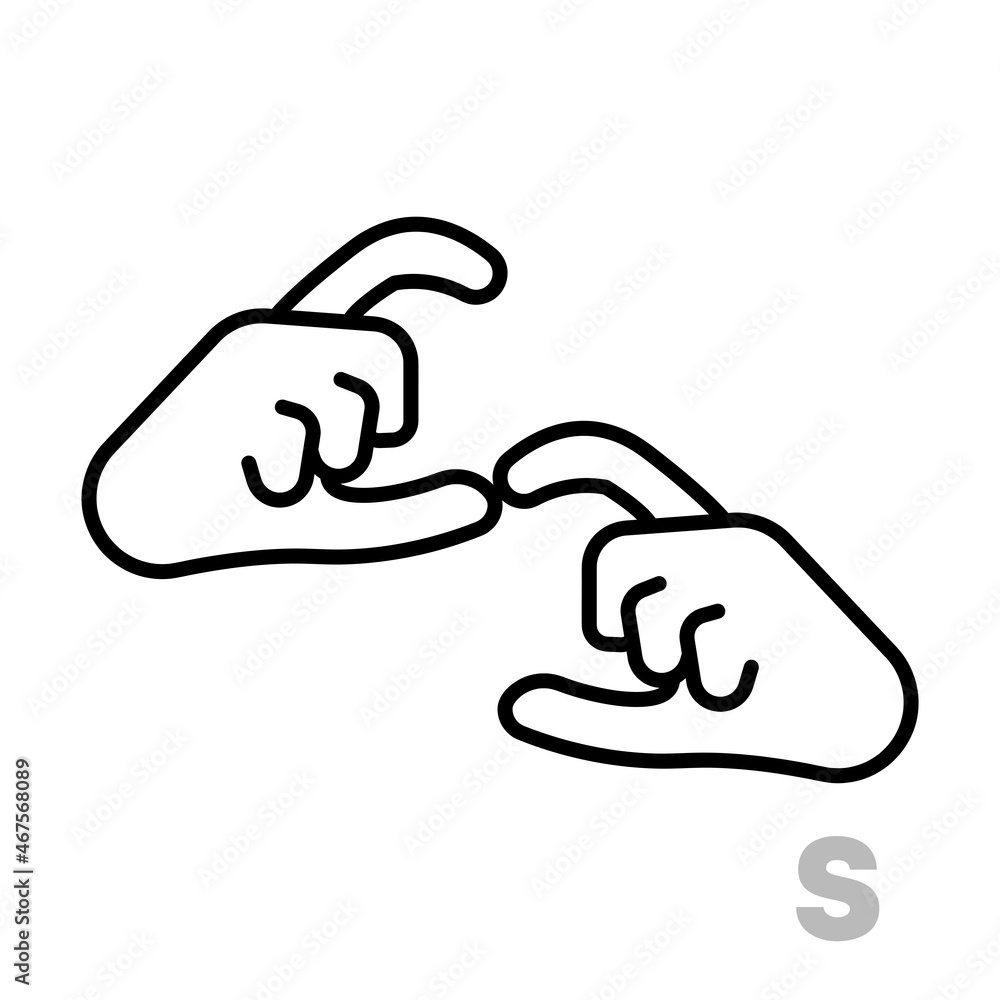 Letter S Universal and handicapped hand alphabet letter. Simple clear ...