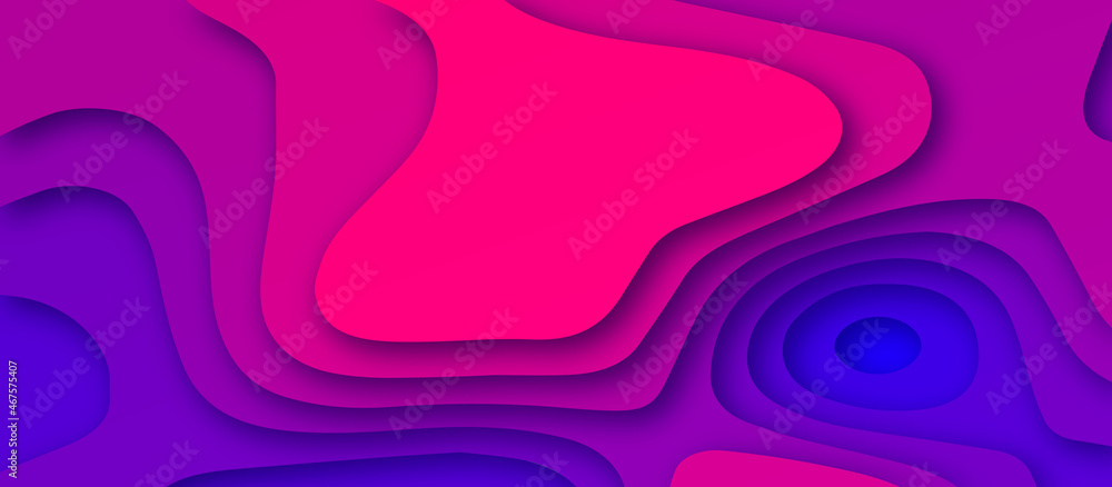 Geometric shape pink and blue gradient 3d papercut multi layers 3D ...