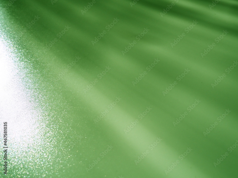 Abstract green background. Light beams with flickering dots. Lines and ...