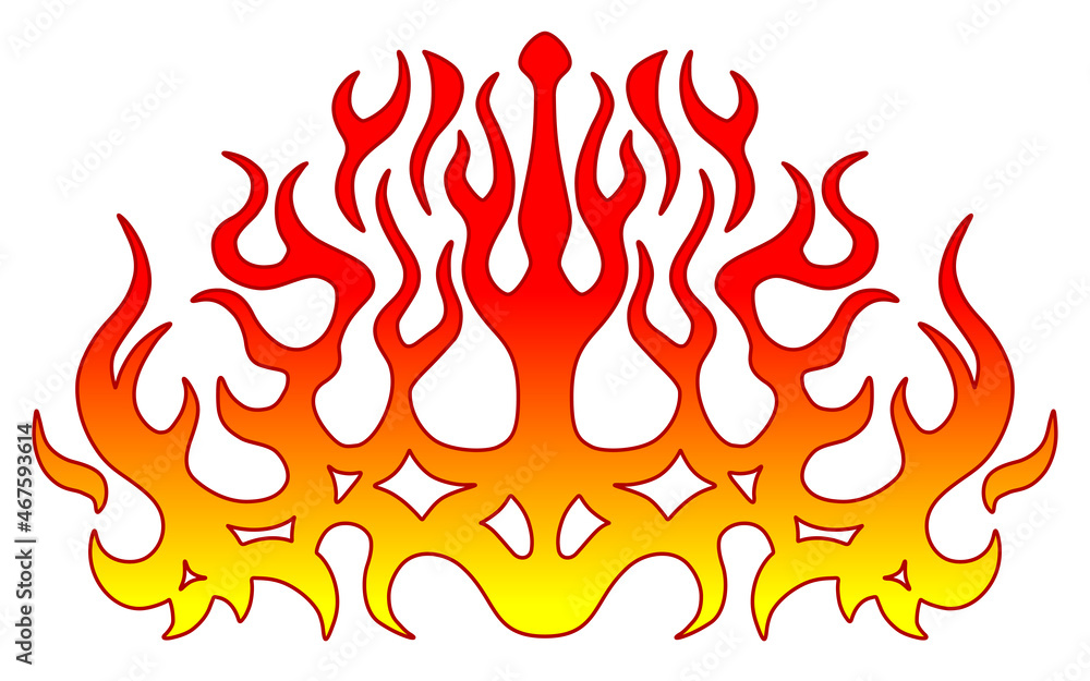Vehicle flames. Car and bike color vinyl decals for hood, vector ...