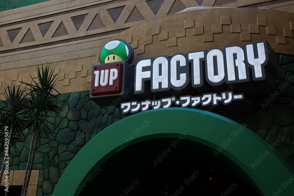Osaka, Japan-November 5, 2021: Super Mario Bros. goods store named "1Up ...