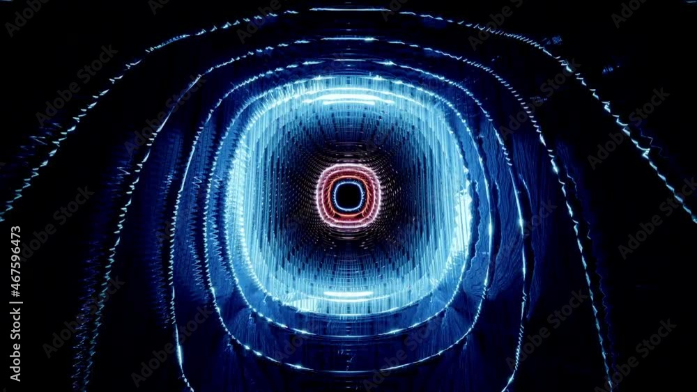A 3D animation of a futuristic sci-fi space with abstract geometric ...