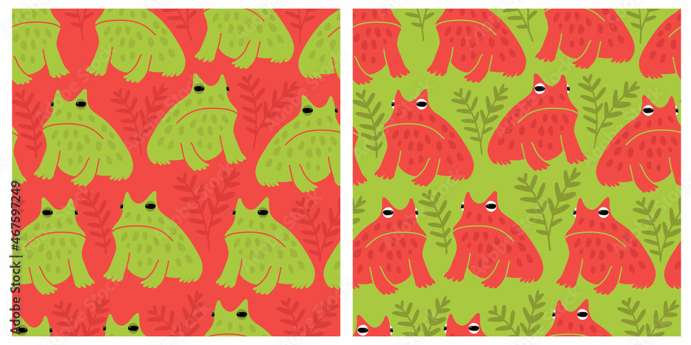 grumpy toads patterns Stock Vector | Adobe Stock