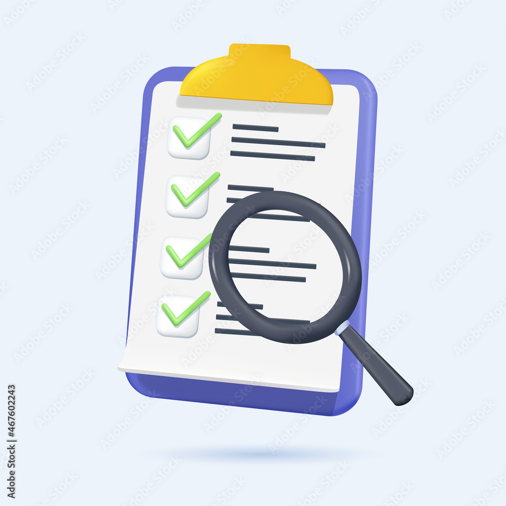 Successfully complete business assignments icon. Magnifying glass with ...