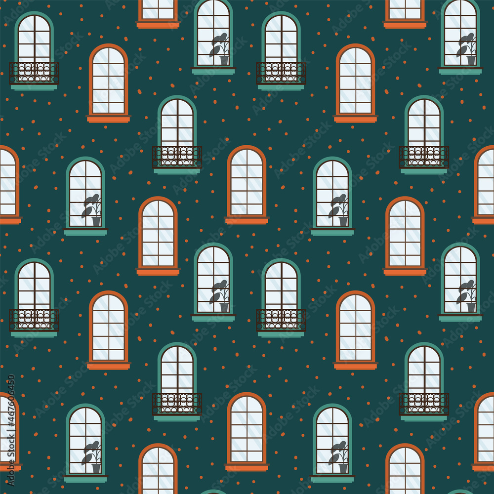 Background with cartoon window frames. Background with windows and a ...