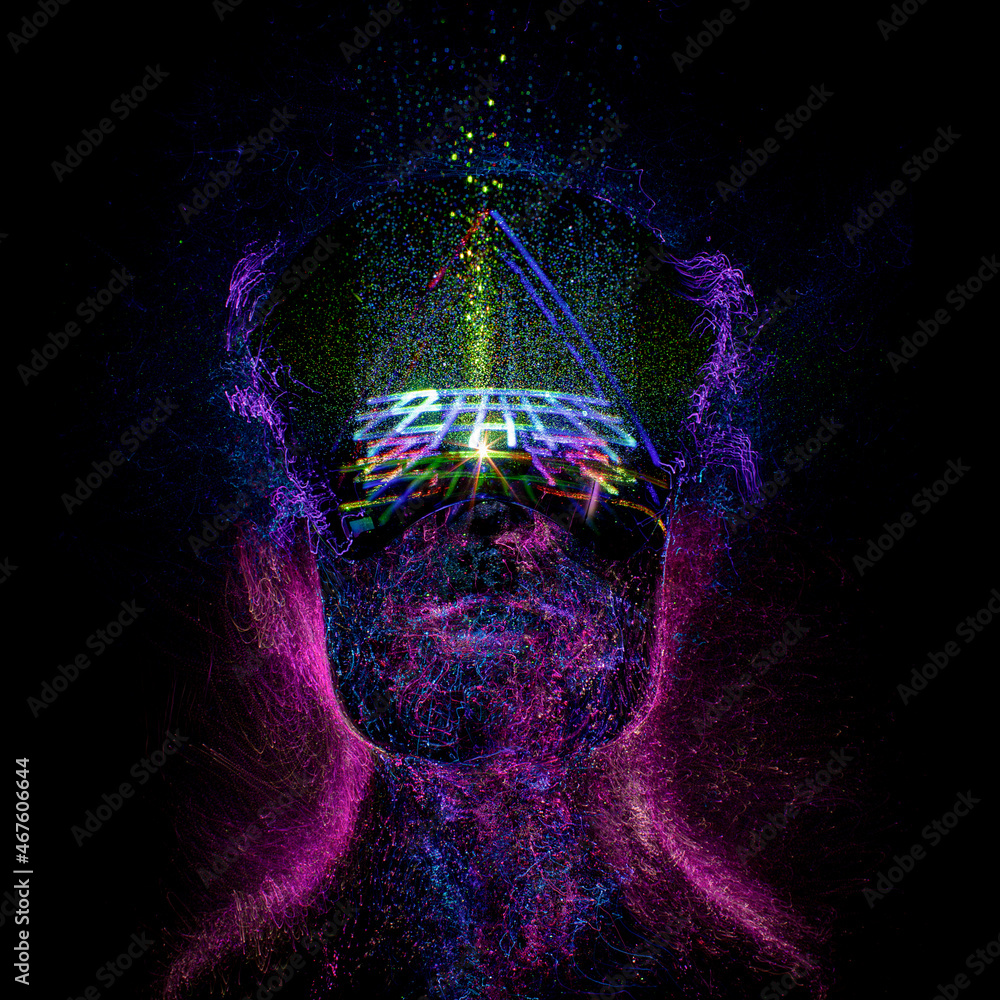 abstract drawing of a humanoid in a futuristic style, drawing with ...