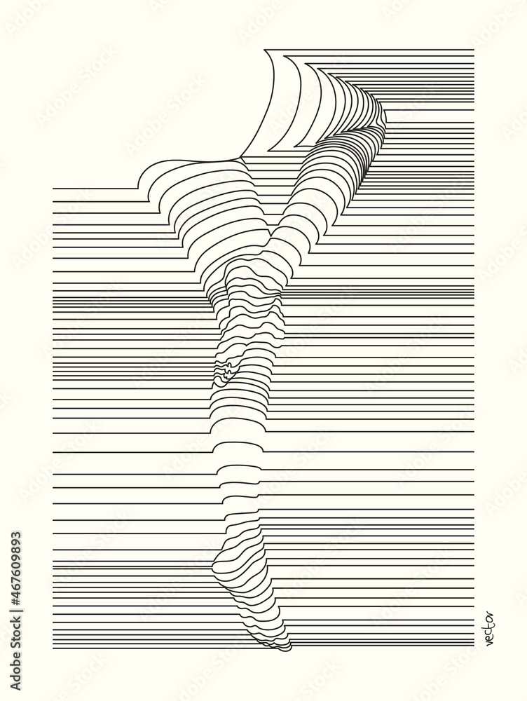 Slim female legs. Female body in sensual pose. Isolated linear drawing ...
