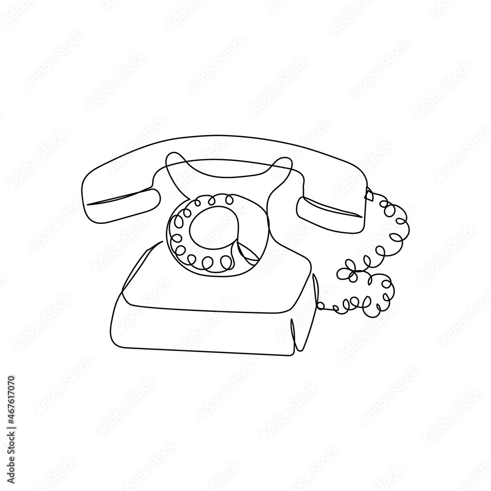 Landline phone continuous line drawing. One line art of home appliance ...