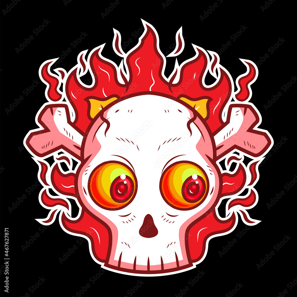 vector character skull fire cartoon Stock Vector | Adobe Stock