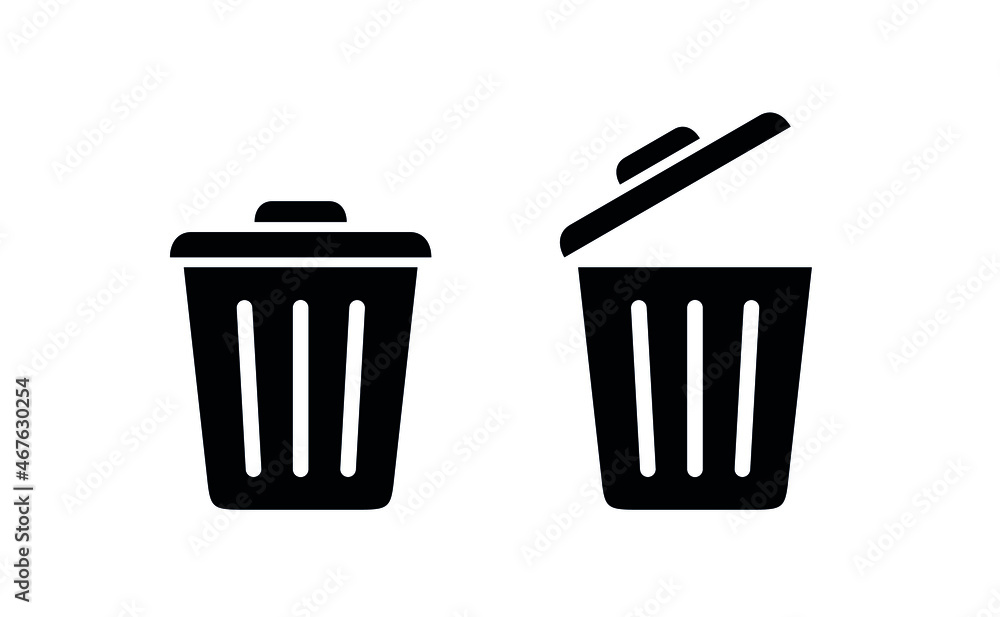 Trashcan bin, delete. Trash bin pictogram. Vector basket icon. Isolated ...