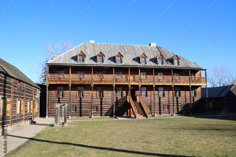 wooden house, Fort Edmonton Park, Edmonton, Alberta Stock Photo | Adobe ...